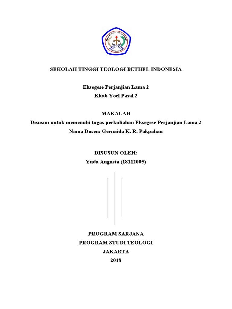 Eksegesis Kitab YOEL Pasal 2 - Yuda Augusta | PDF