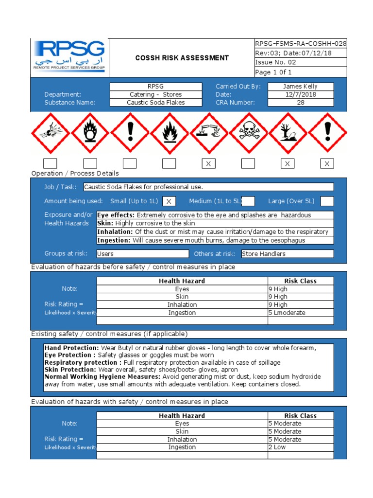 RPSG-CAT-FSMS-COSHH-28 - Caustic Soda Flakes | PDF | Sodium Hydroxide ...