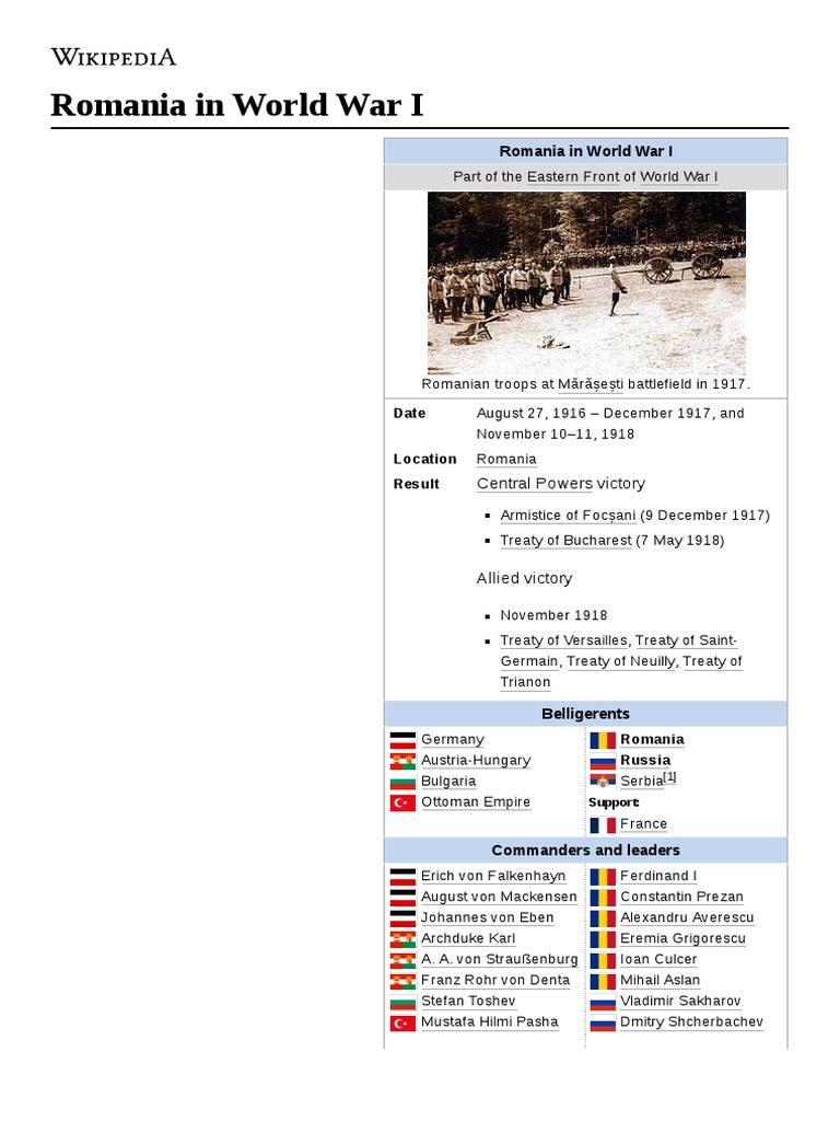 Romania in World War I | PDF | Allies Of World War I | Romania