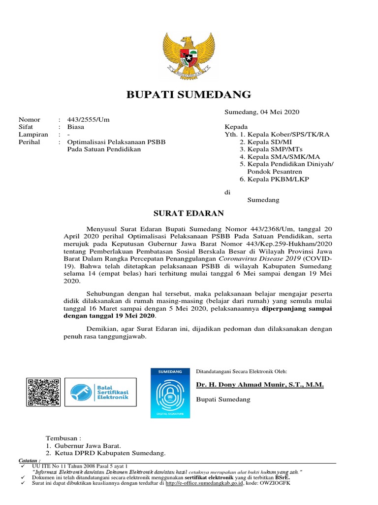 Bupati Sumedang: Surat Edaran | PDF
