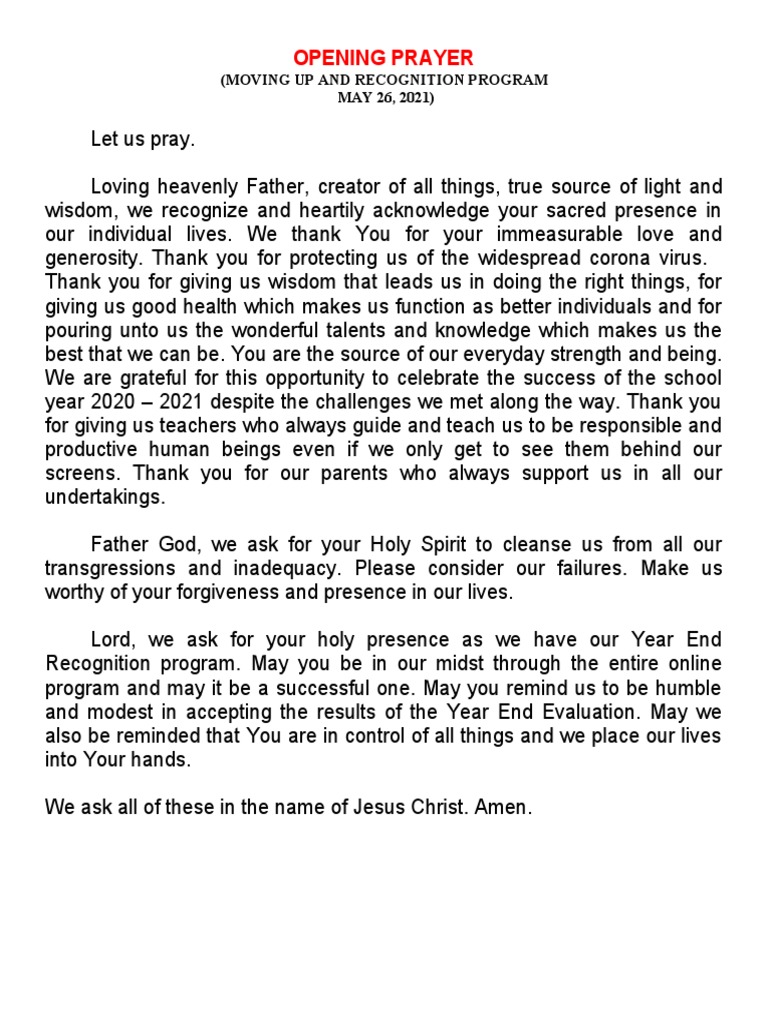 Opening Prayer 2021 | PDF