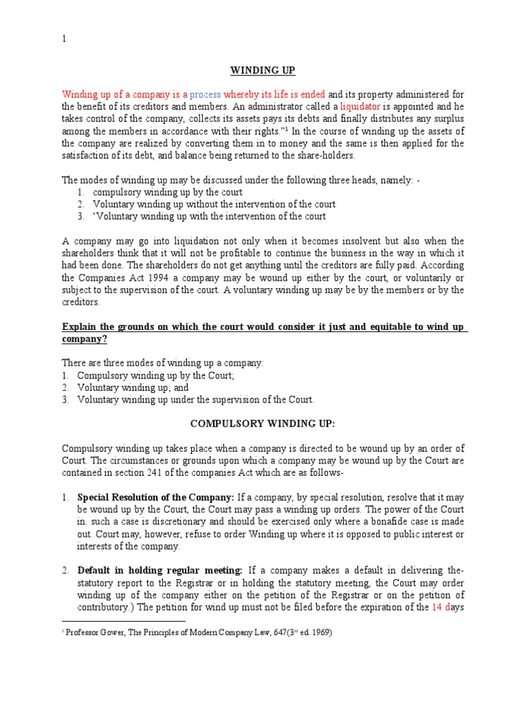 Winding Up 1 | PDF | Liquidation | Civil Law (Legal System)