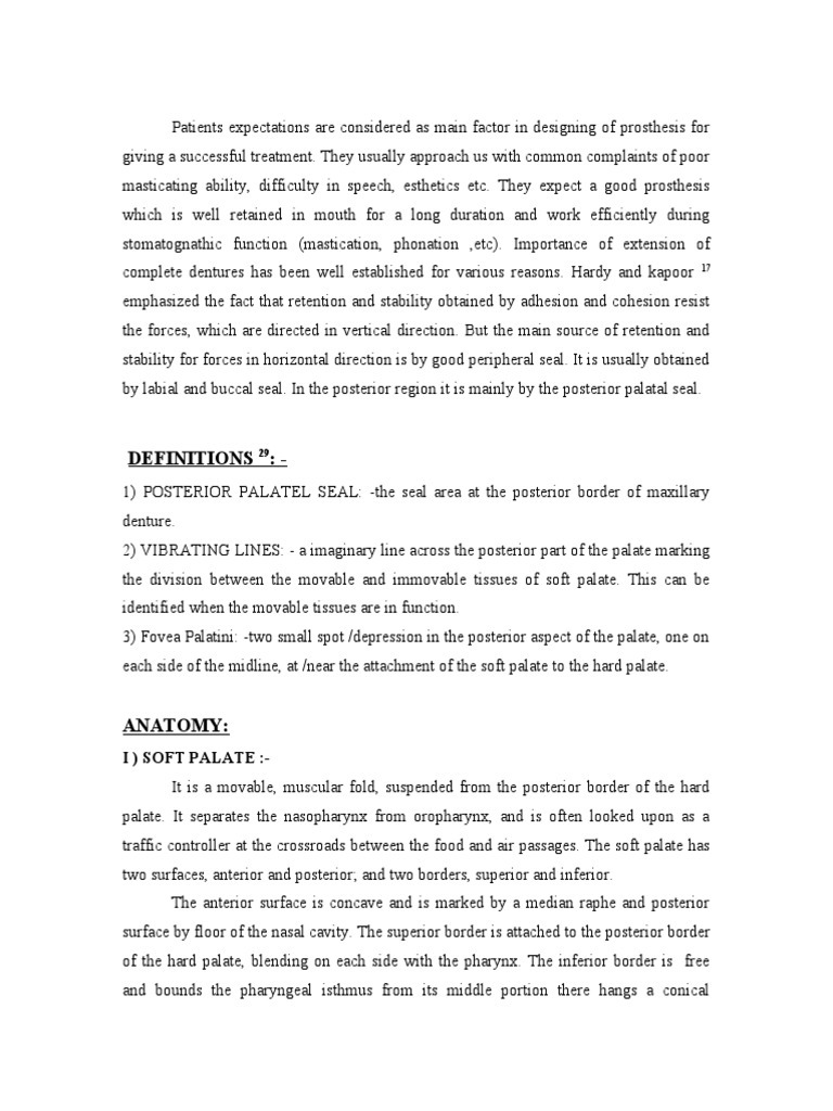 Definitions: - : I) Soft Palate | PDF | Dentures | Human Head And Neck