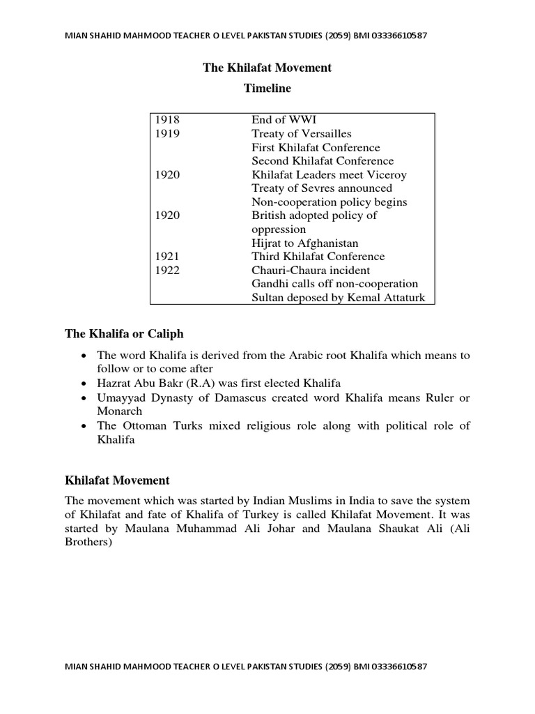 Khilafat Movement | PDF | Caliphate | Religion And Belief