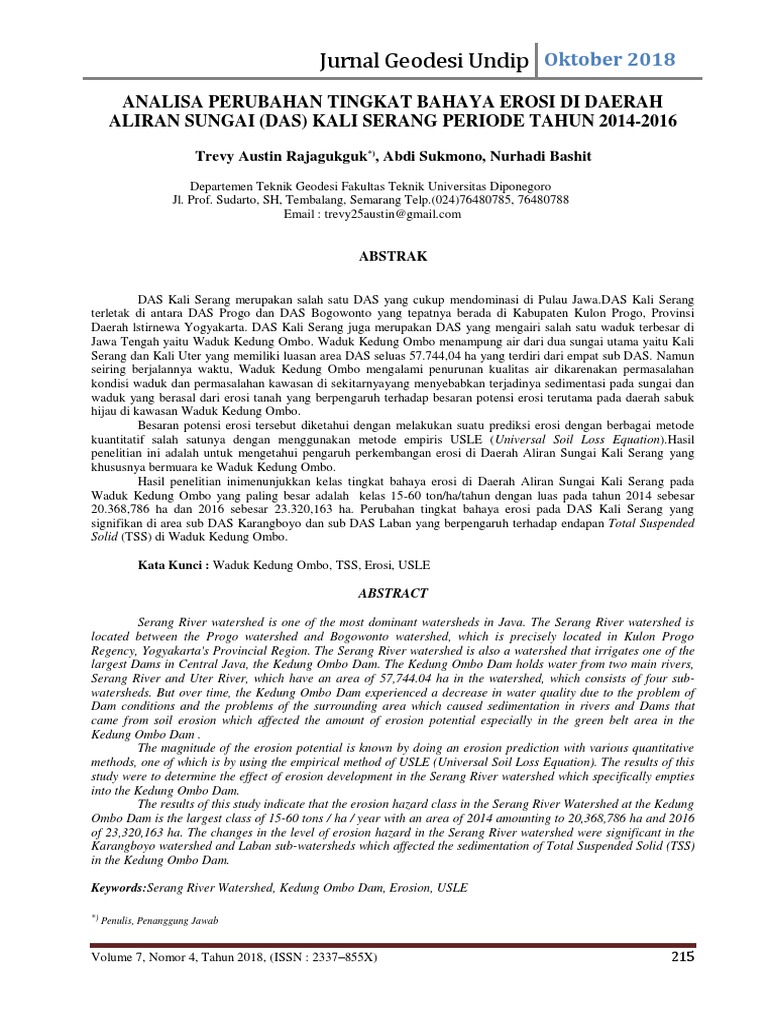Analisa Perubahan Tingkat Bahaya Erosi Di Daerah | PDF | Sains & Matematika