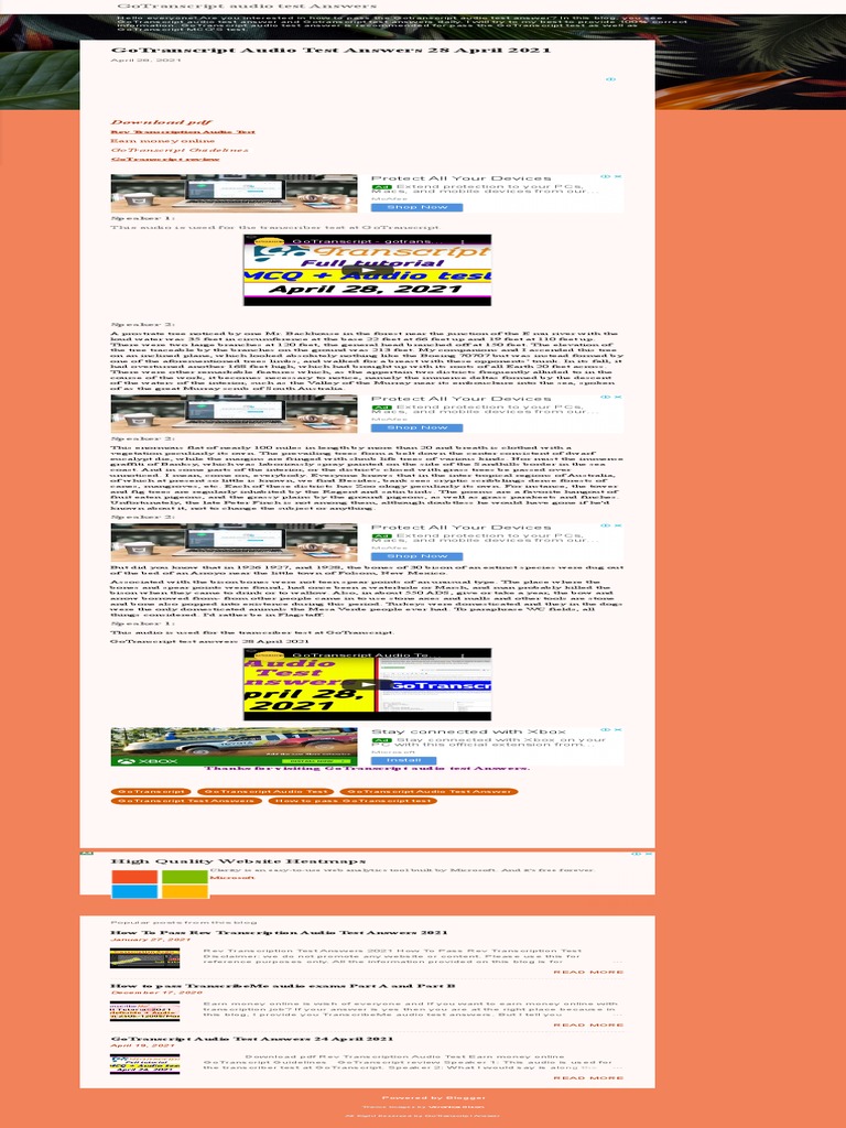 GoTranscript Audio Test Answers 28 April 2021 | PDF | Nature