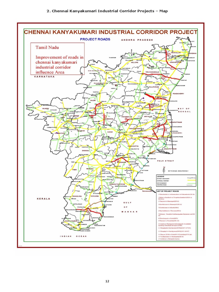 Chennai Kanyakumari Industrial Corridor Projects - Map | PDF