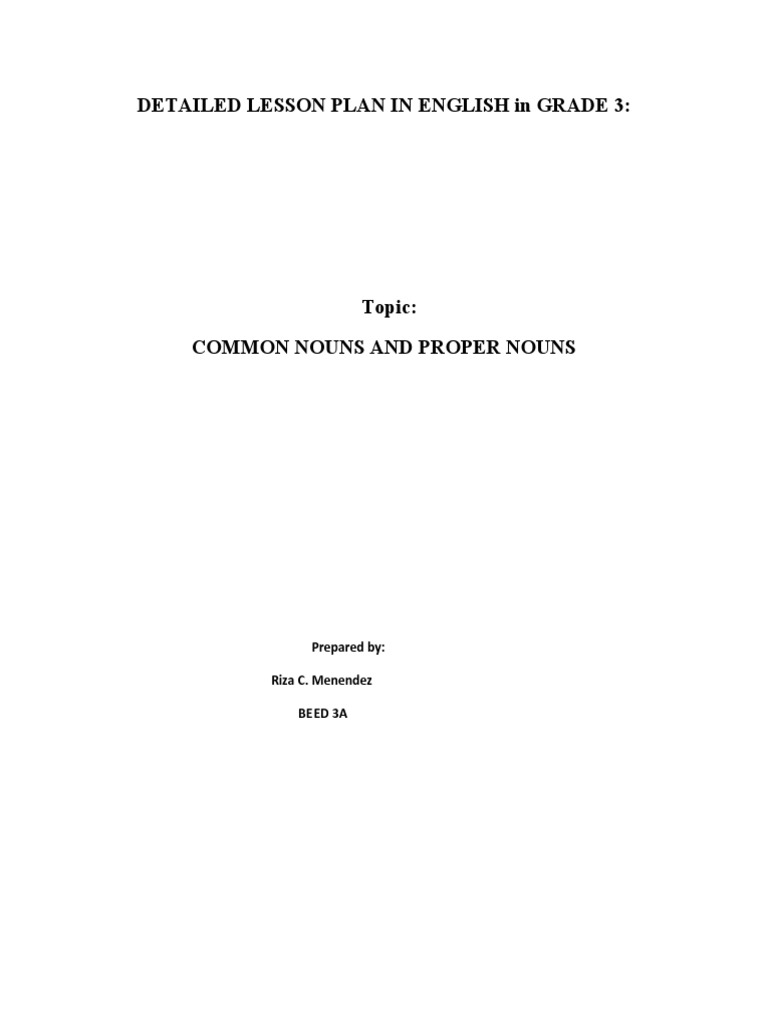 Menendez Riza C Detailed Lesson Plan in Multigrade | PDF | Noun | Plural