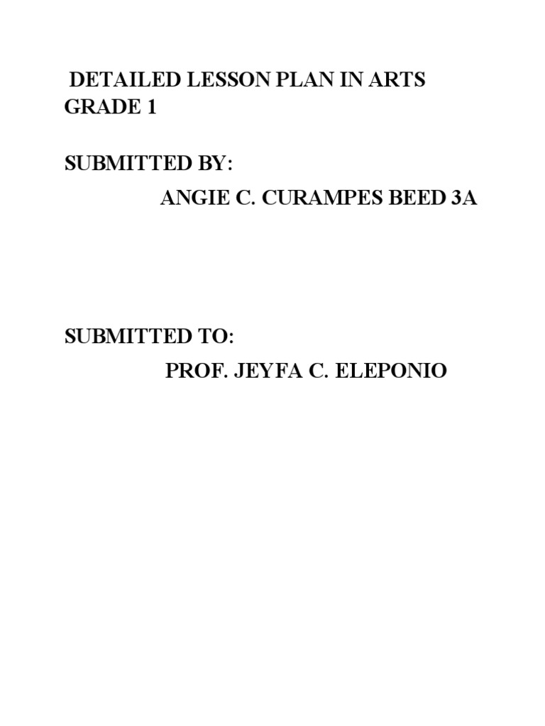 Detailed Lesson Plan In Arts Grade 1 And Grade 2 Pdf Shape Rectangle