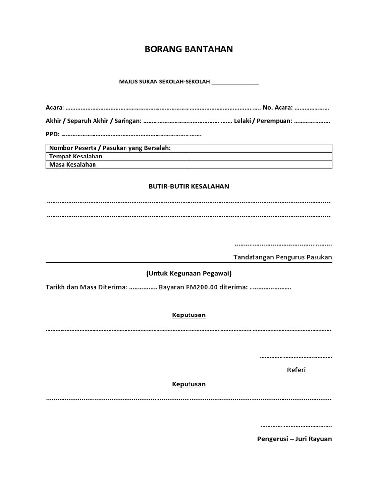 Contoh Borang Bantahan | PDF