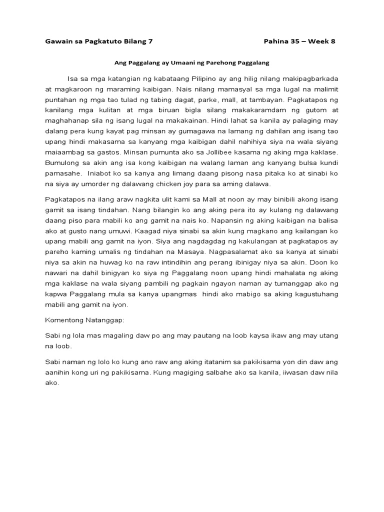 Ang Paggalang Ay Umaani NG Parehong Paggalang | PDF