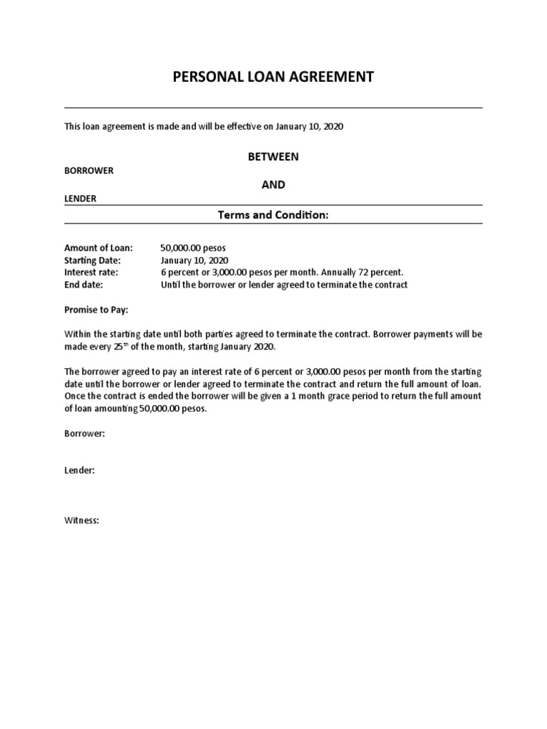 Personal Loan Agreement | PDF