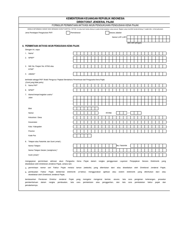 Formulir Aktivasi Akun PKP | PDF