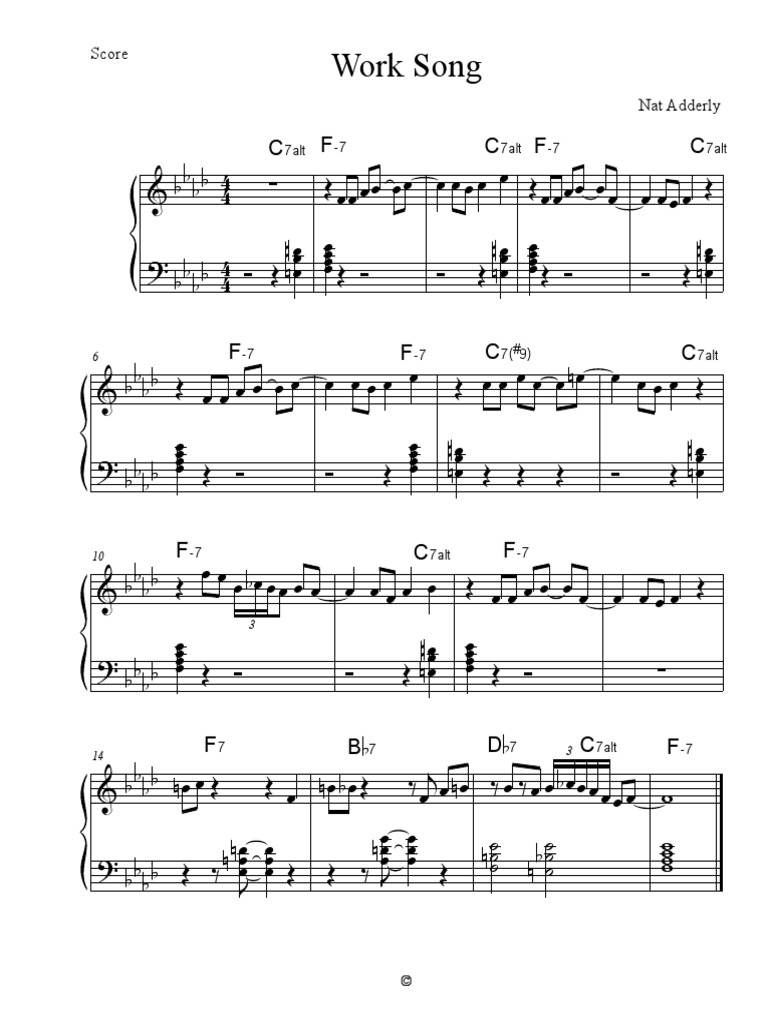 Work Song: C F C F C | PDF