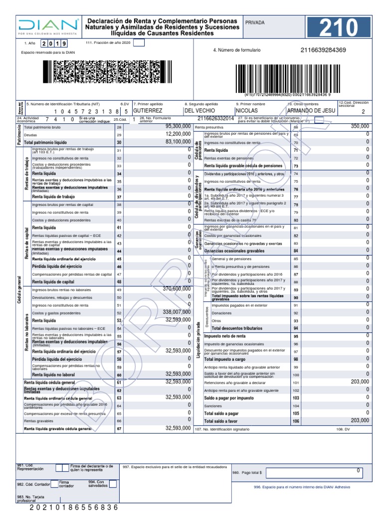 Privada: 996. Espacio para El Número Interno Dela DIAN/ Adhesivo | PDF ...