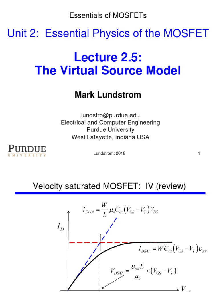 ECEPurdue MOSFET Lundstrom L2.5v3 | PDF | Mosfet | Field Effect Transistor
