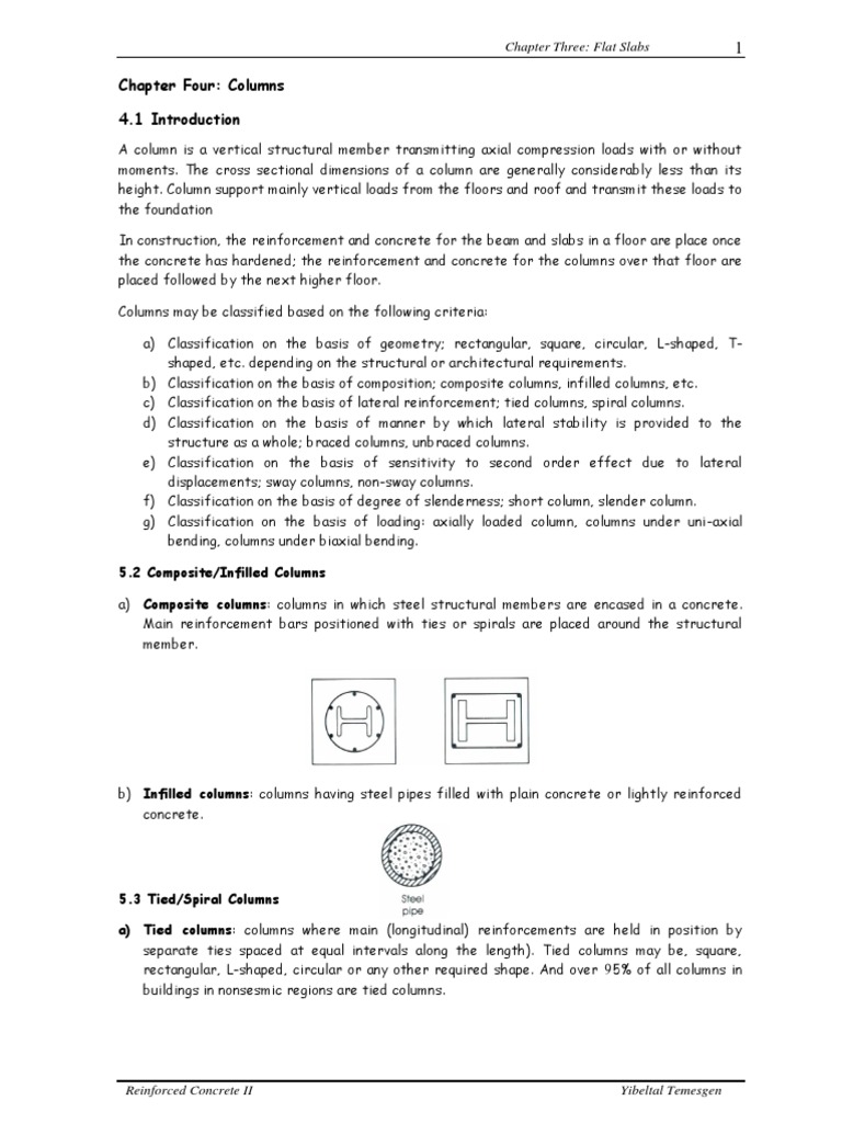 Chapter Four: Columns: Chapter Three: Flat Slabs | PDF | Column | Buckling