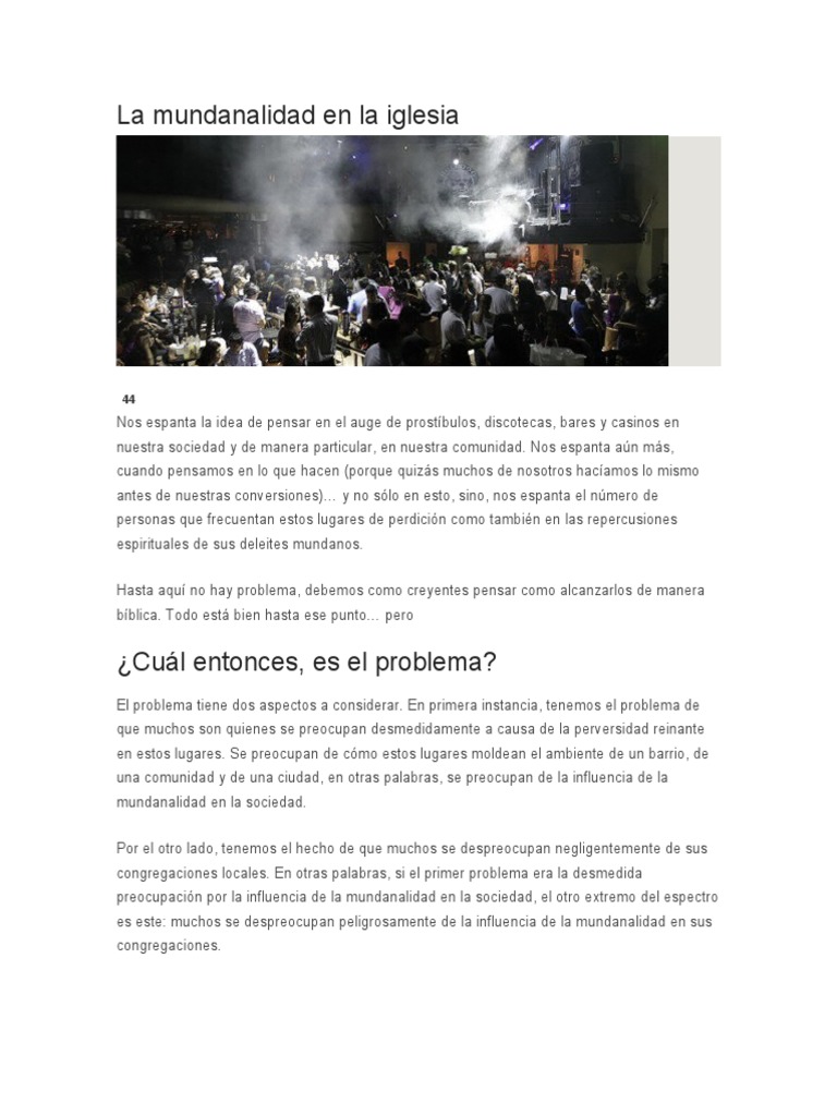 La Mundanalidad en la Iglesia Evangélica | PDF | Diablo | Cristo (título)