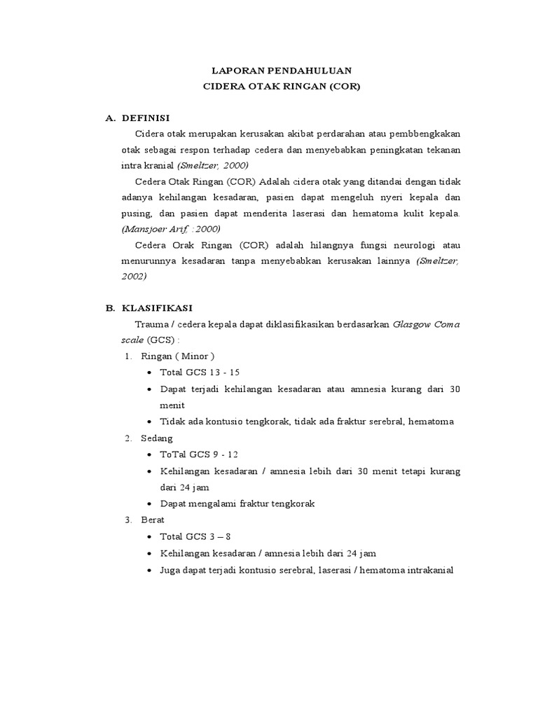 Cidera Otak Ringan: Definisi dan Penanganan | PDF | Pengembangan Diri ...