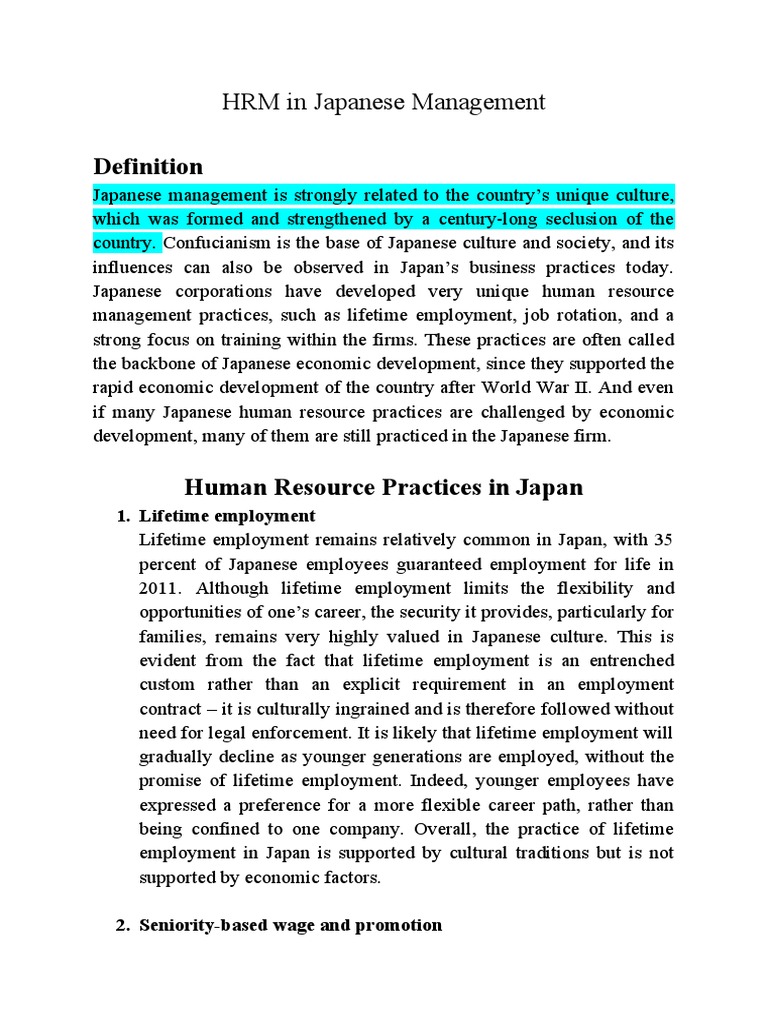 HRM in Japanese Management | PDF | Japan | Employment