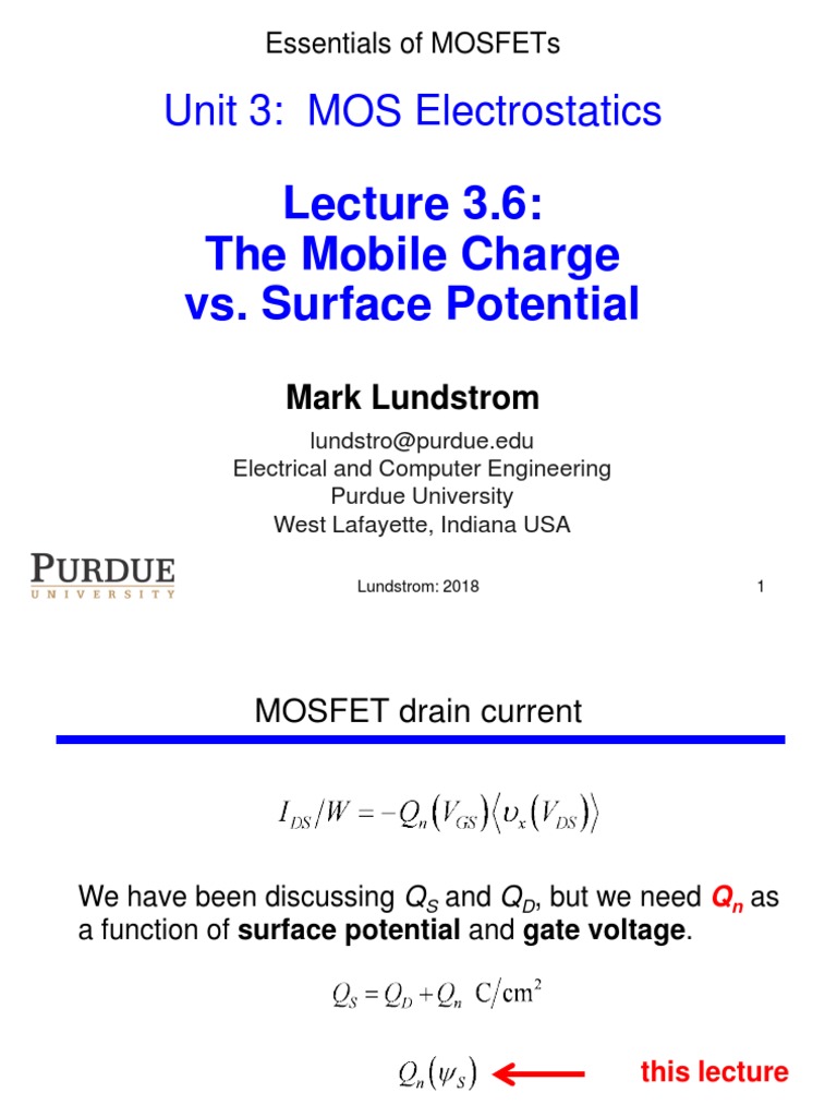 Unit 3: MOS Electrostatics: The Mobile Charge vs. Surface Potential ...