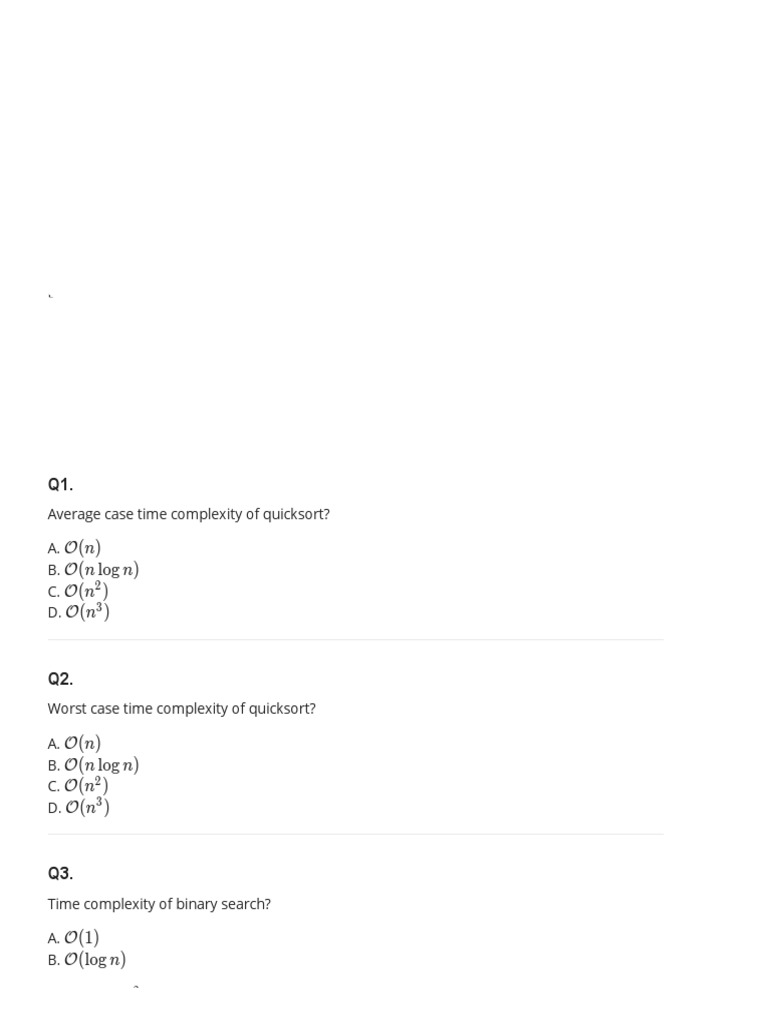 Multiple Choice Questions Related To Testing Knowledge About Time and ...