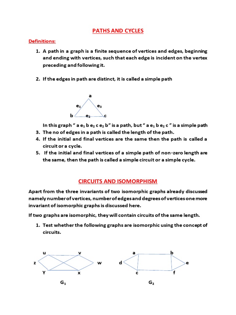 Paths and Cycles | PDF | Vertex (Graph Theory) | Mathematical Concepts