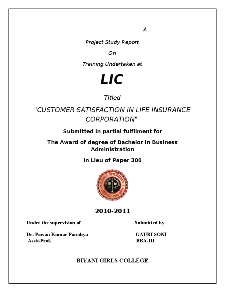 Customer Satisfaction in LIC | PDF | Customer Satisfaction | Life Insurance