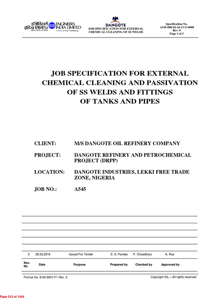 Pickling and Passivation Procedure | PDF | Pipe (Fluid Conveyance ...