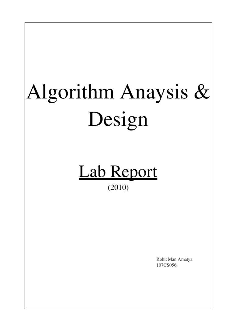 Algorithm Lab Report | PDF | Theoretical Computer Science | Algorithms ... Algorithm Lab Report | PDF | Theoretical Computer Science | Algorithms ...