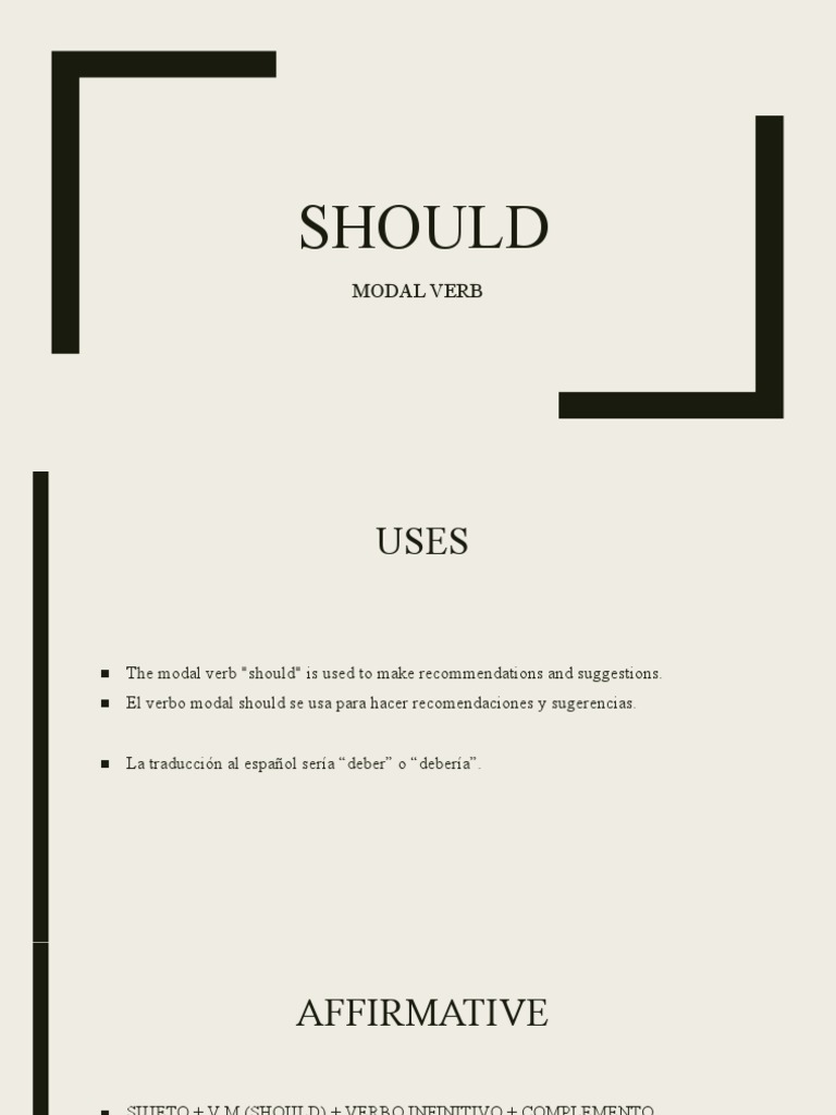 Uso del Verbo Modal "Should" en Inglés | PDF
