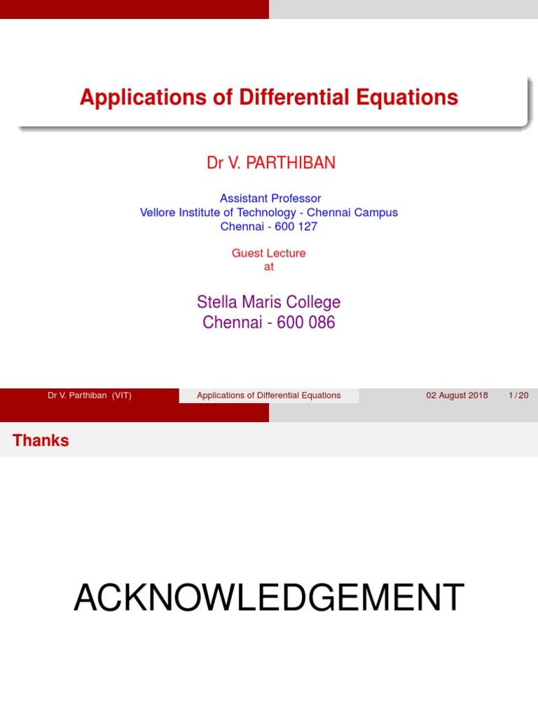 Applications of Differential Equations | PDF | Derivative | Equations