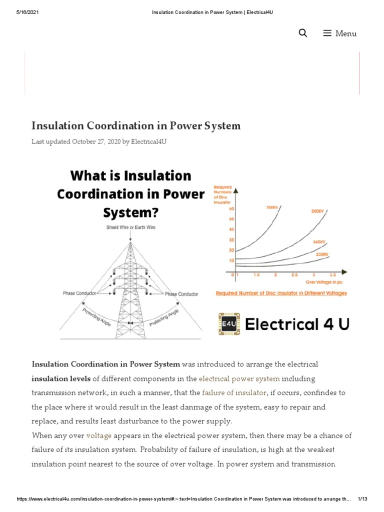 Insulation Coordination in Power System - Electrical4U | PDF ...