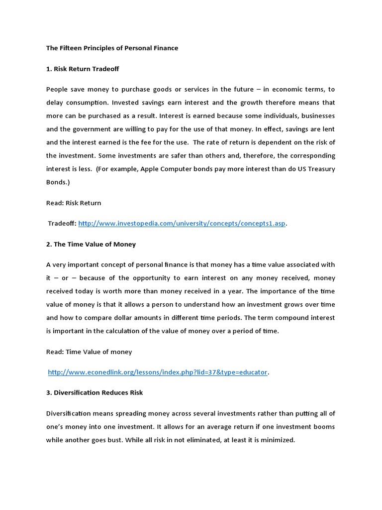 The Fifteen Principles of Personal Finance | PDF | Interest | Investor