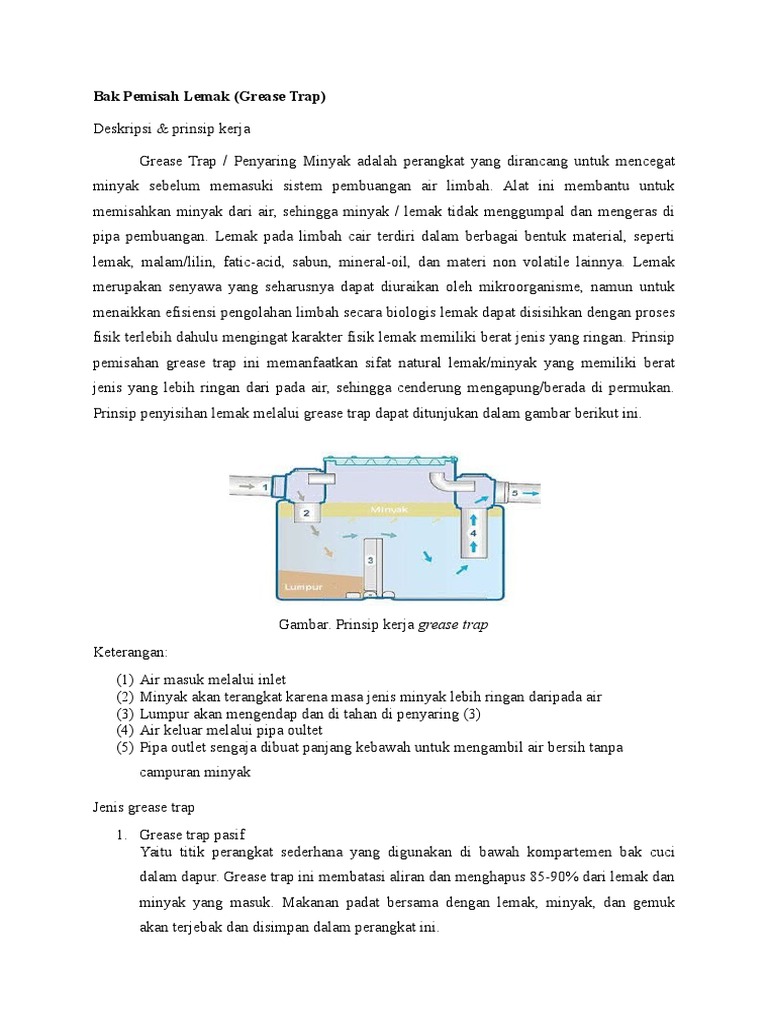 Bak Pemisah Lemak (Grease Trap) | PDF | Teknologi & Rekayasa