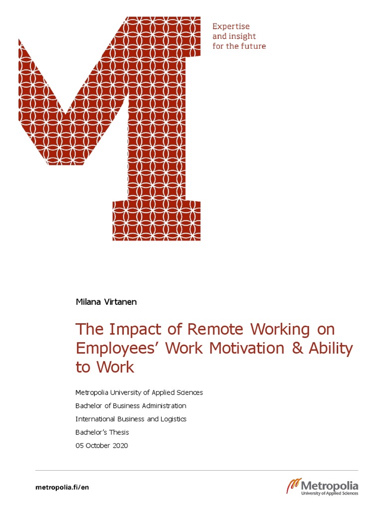X The Impact of Remote Working On Employees' Work Motivation & | PDF ...
