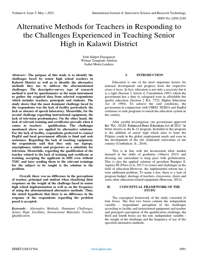 Alternative Teaching Methods in Kalawit | PDF | Teachers | Curriculum