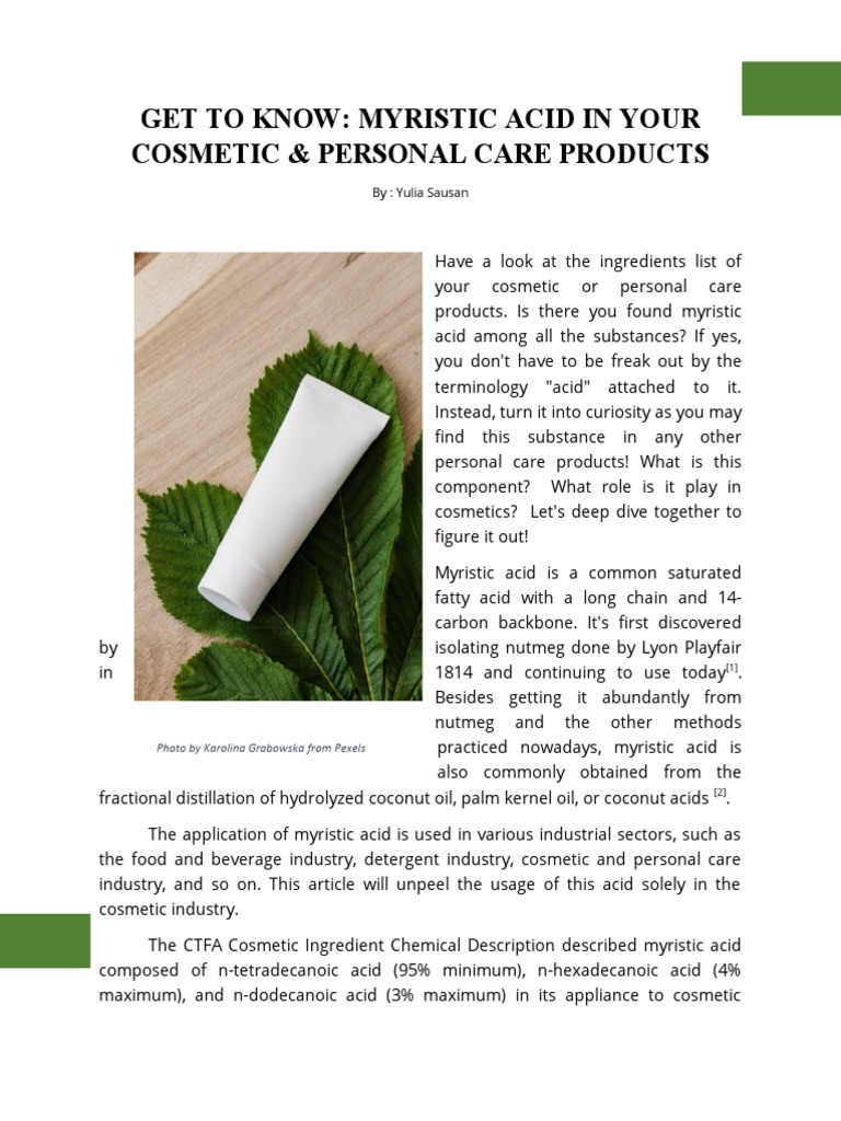 Myristic Acid in Personal Care Industry | PDF | Cosmetics | Perfume