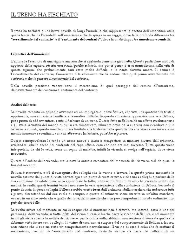 IL TRENO HA FISCHIATO Analisi Del Testo | PDF
