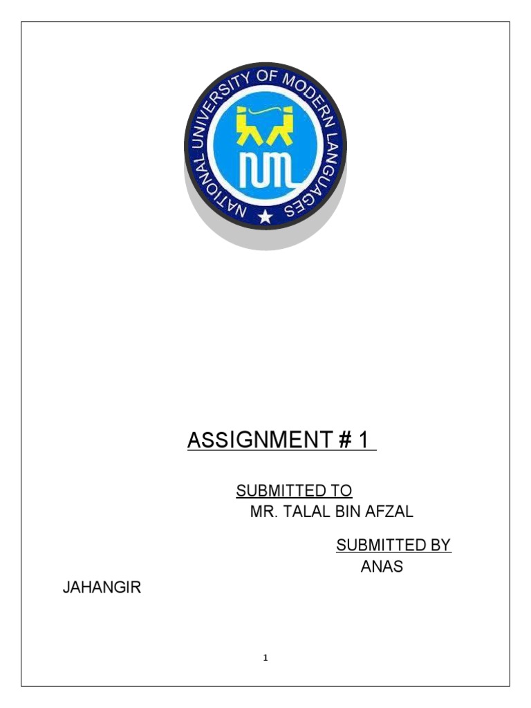 Ignment 1 Submitted To Mr Talal Bin Afzal Submitted By Anas Jahangir Pdf Integer