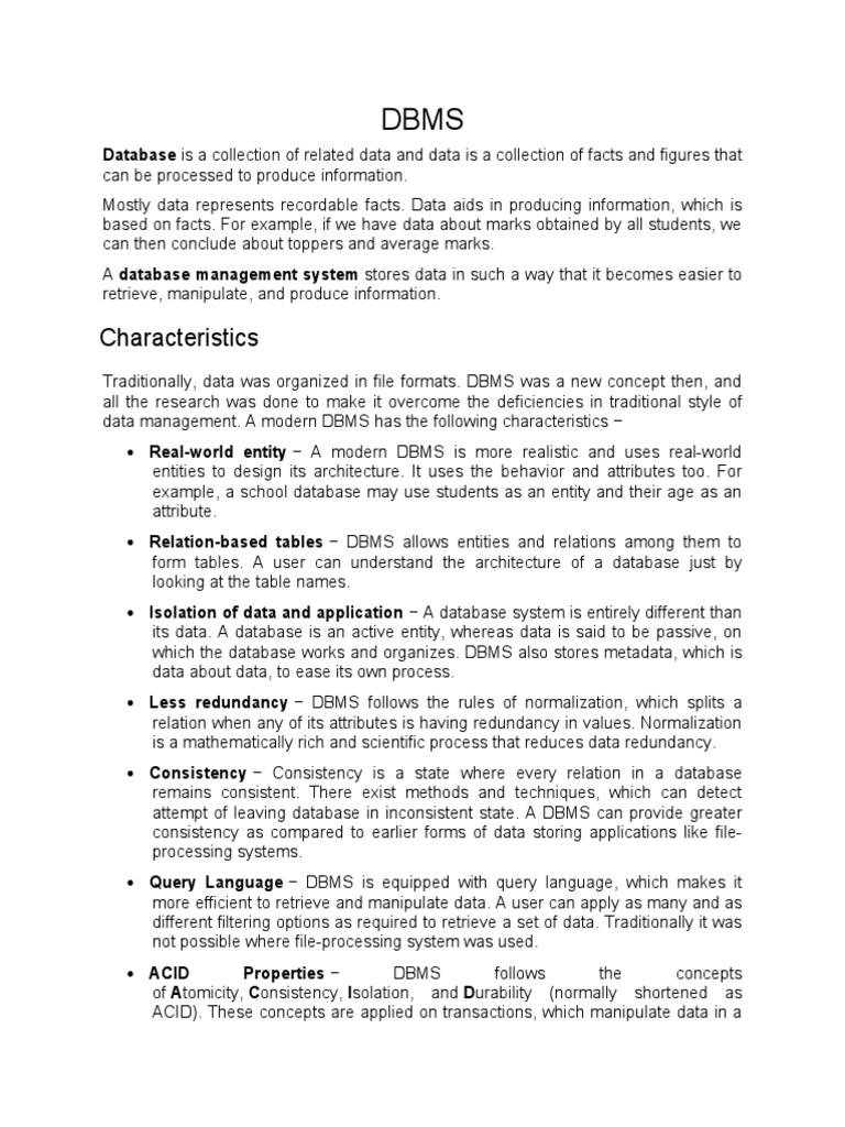 Dbms Notes For All Units | PDF | Relational Database | Relational Model