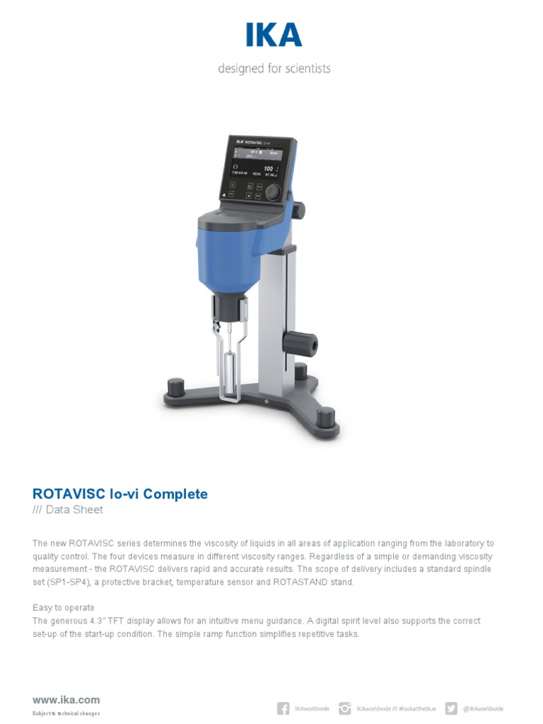 ROTAVISC lo-vi Viscosity Meter Data | PDF | Viscosity | Manufactured Goods