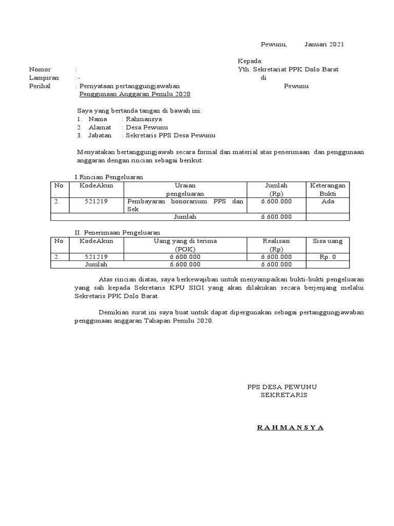 Bukti Tanda Terima Honorarium | PDF