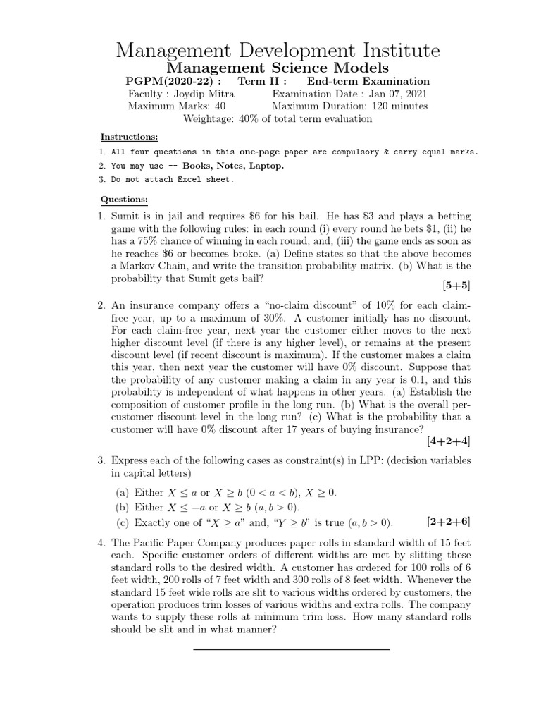 2 20 MSM End | PDF | Markov Chain | Applied Mathematics