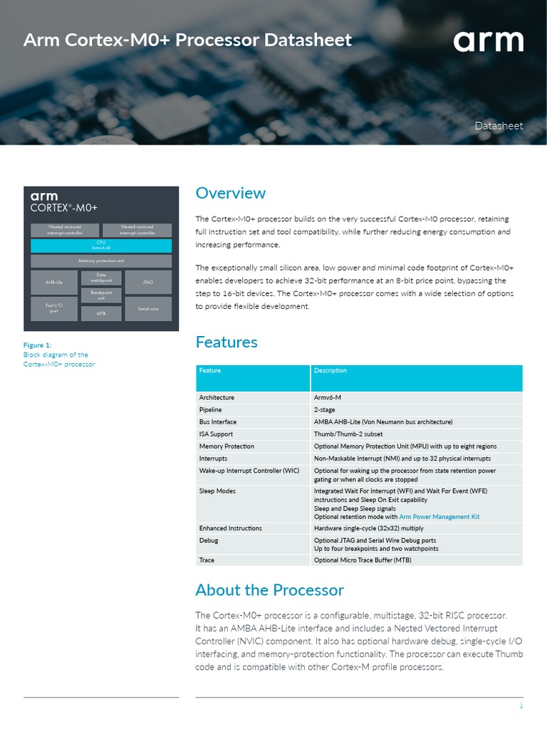 Arm Cortex-M0 Plus Processor Datasheet | PDF | Arm Architecture ...