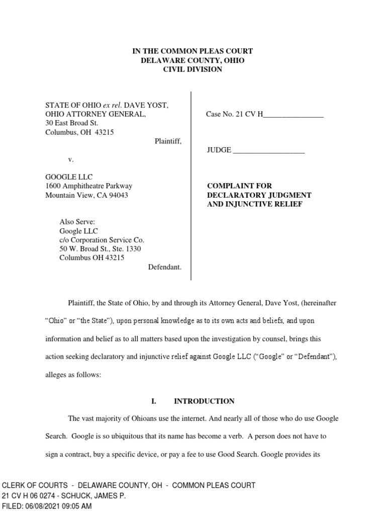Ohio Complaint Against Google | PDF | Web Search Engine | Search Engine ...