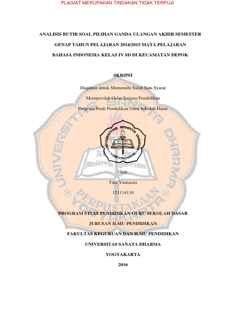 ANALISIS BUTIR SOAL Bhs Indonesia Kelas 4 | PDF