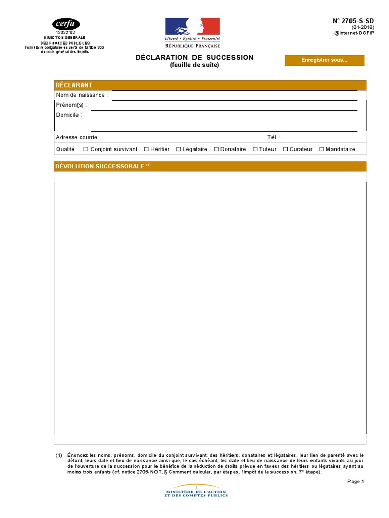 Déclaration de succession 2705-S-SD | PDF | Finance (Général) | Business