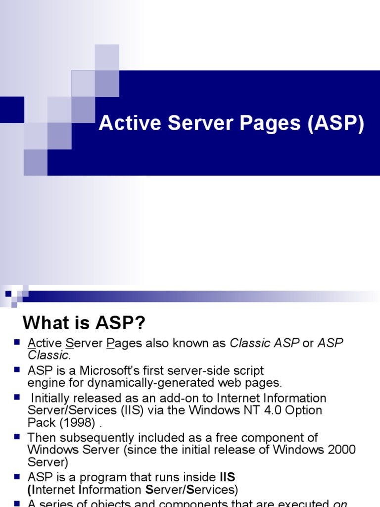 Active Server Pages Asp Pdf Active Server Pages Internet Information Services