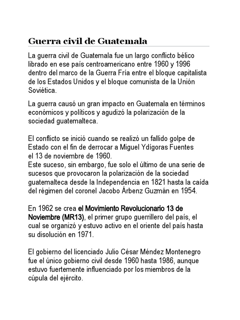 Guerra Civil de Guatemala 6to | PDF | Historia